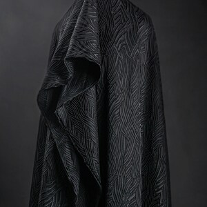 Black Jacquard Fabric, Pure Polyester Fabric, Abstract Line Pattern ...
