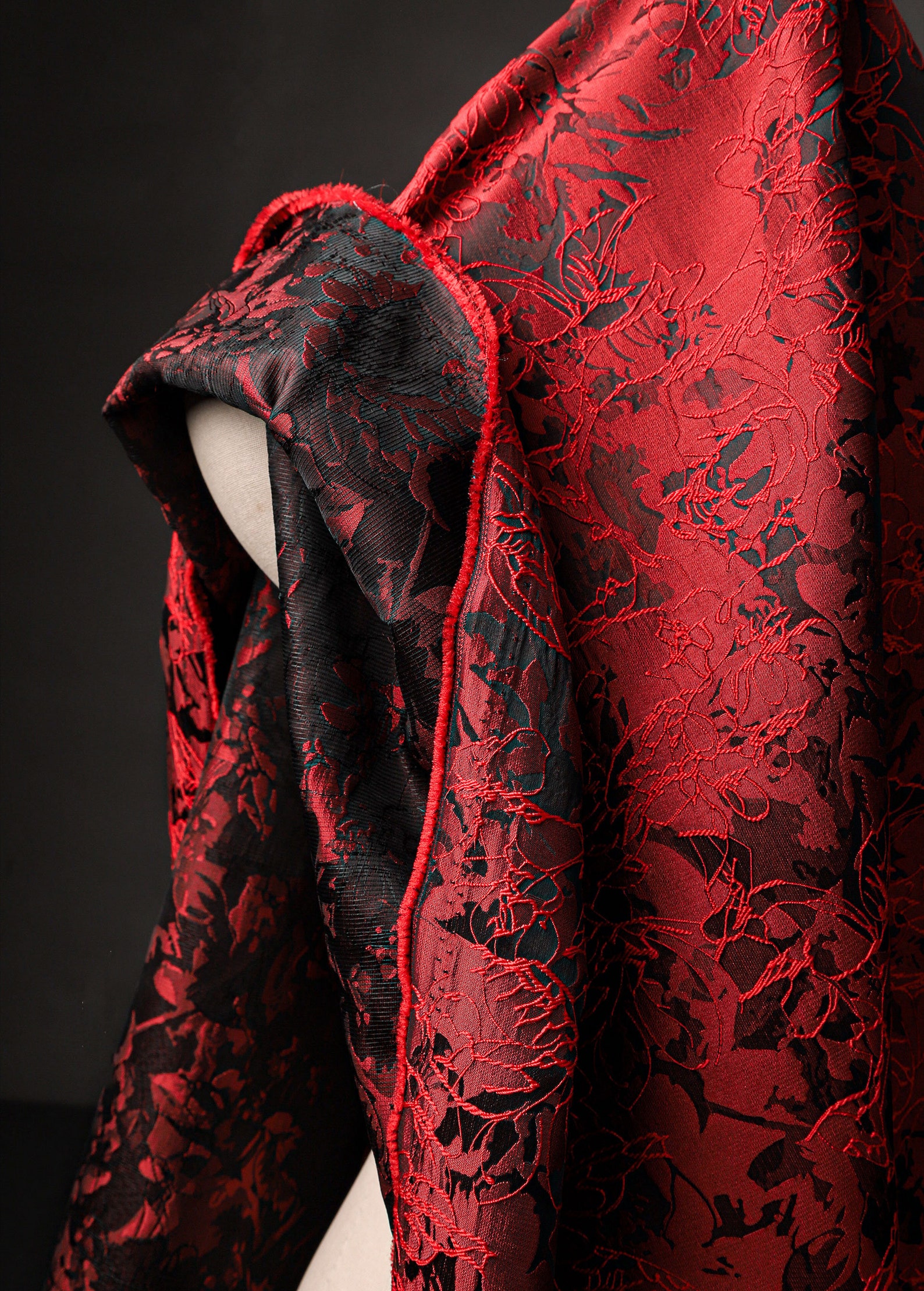 Red Jacquard Fabric- Floral Fabric- Irregular Pattern Fabric- 3D ...