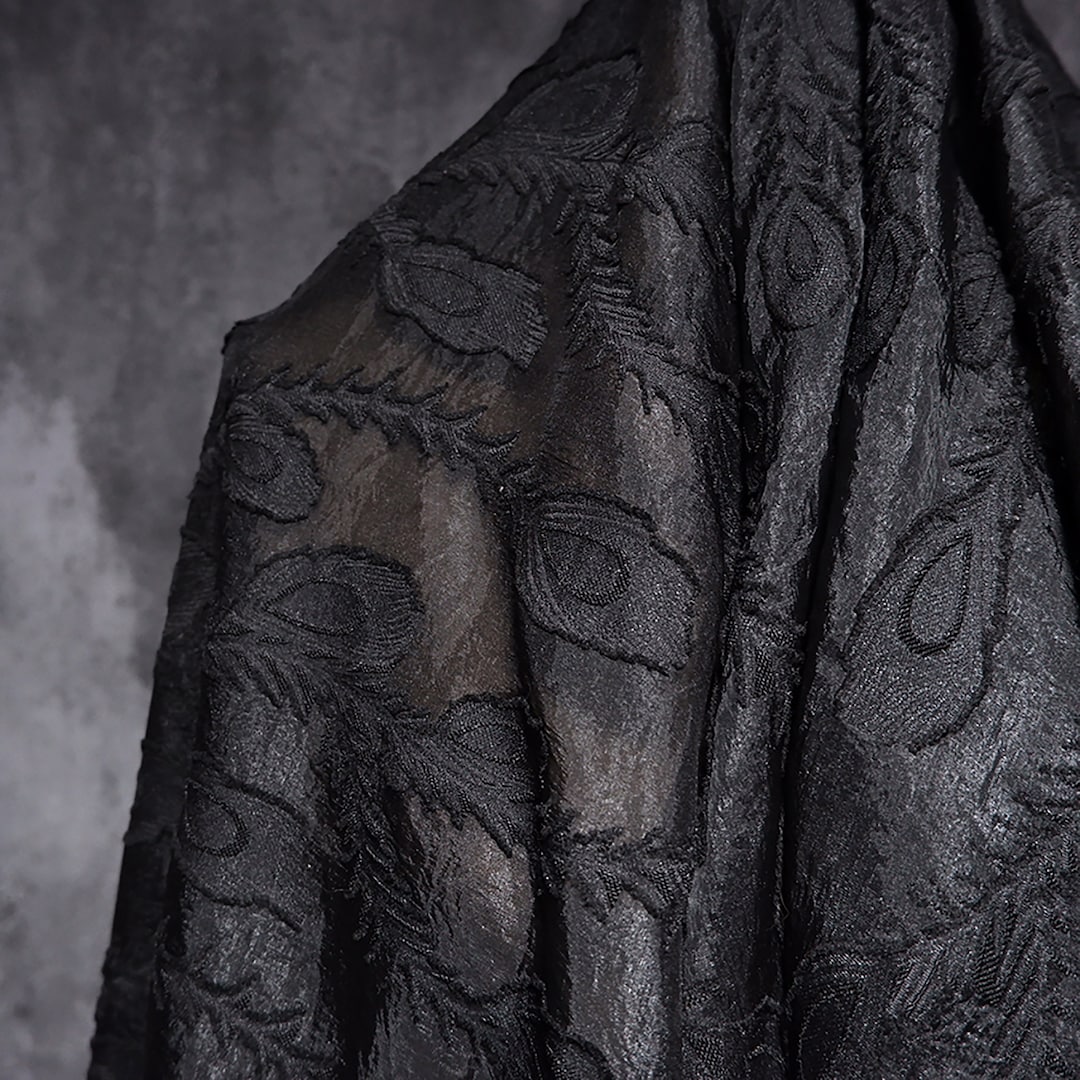 Schwarze Jacquard-Stoffe, Feder-Design-Stoff, Designer-Netz-Garn-Stoffe ...