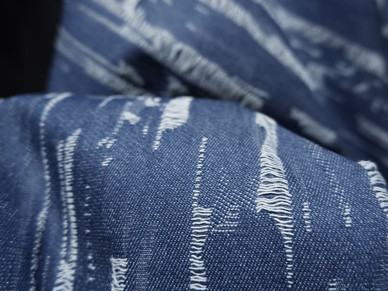 Denim Fabric- Ripped Denim Textile- Shabby Fabric- Washed Denim Fabric ...