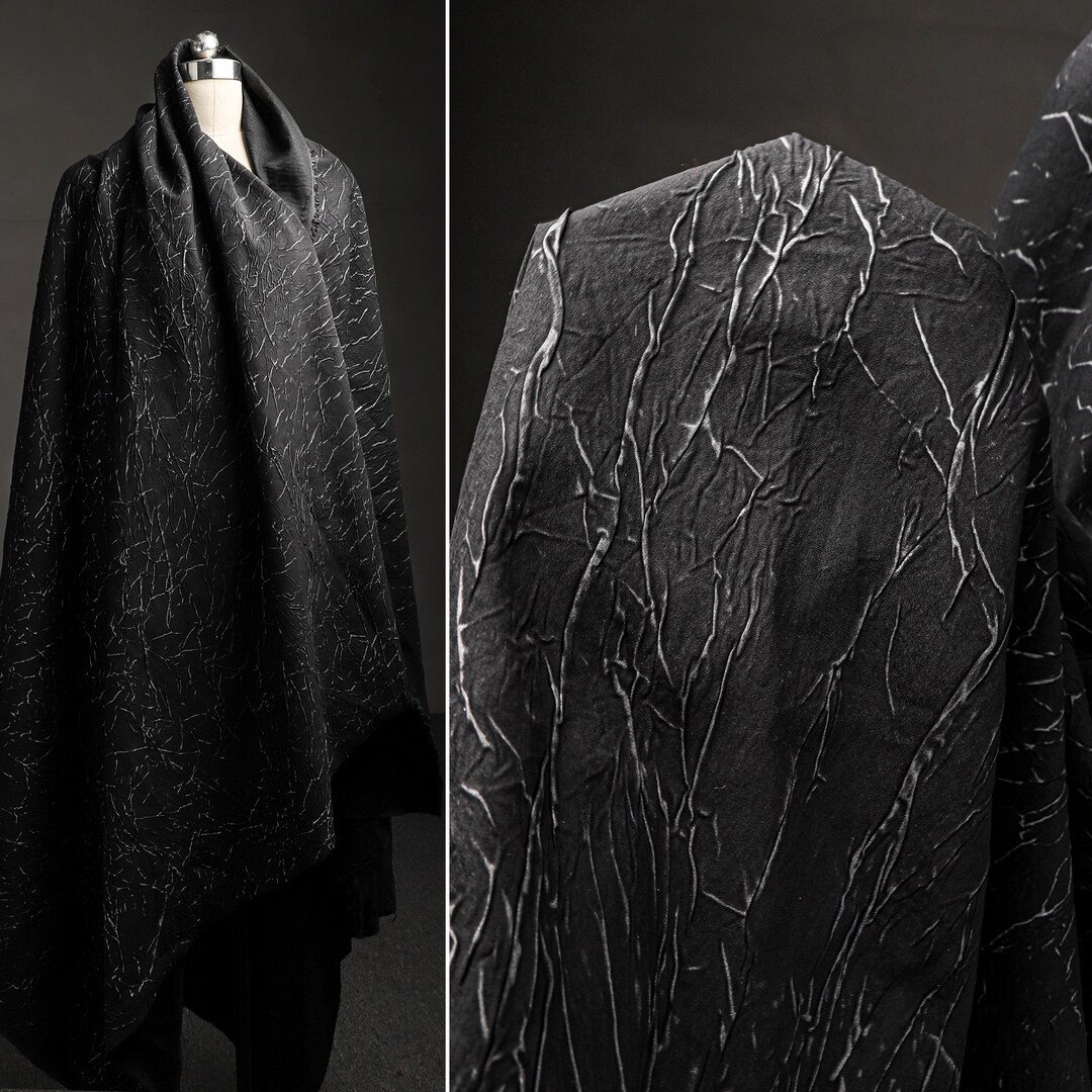 Bump Crack Texture Fabric, Black Pleated Fabric, Textured Fabric ...
