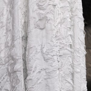 White Stretch Knit Fabric- Tattered Knit Fabric- Creative Fabric ...