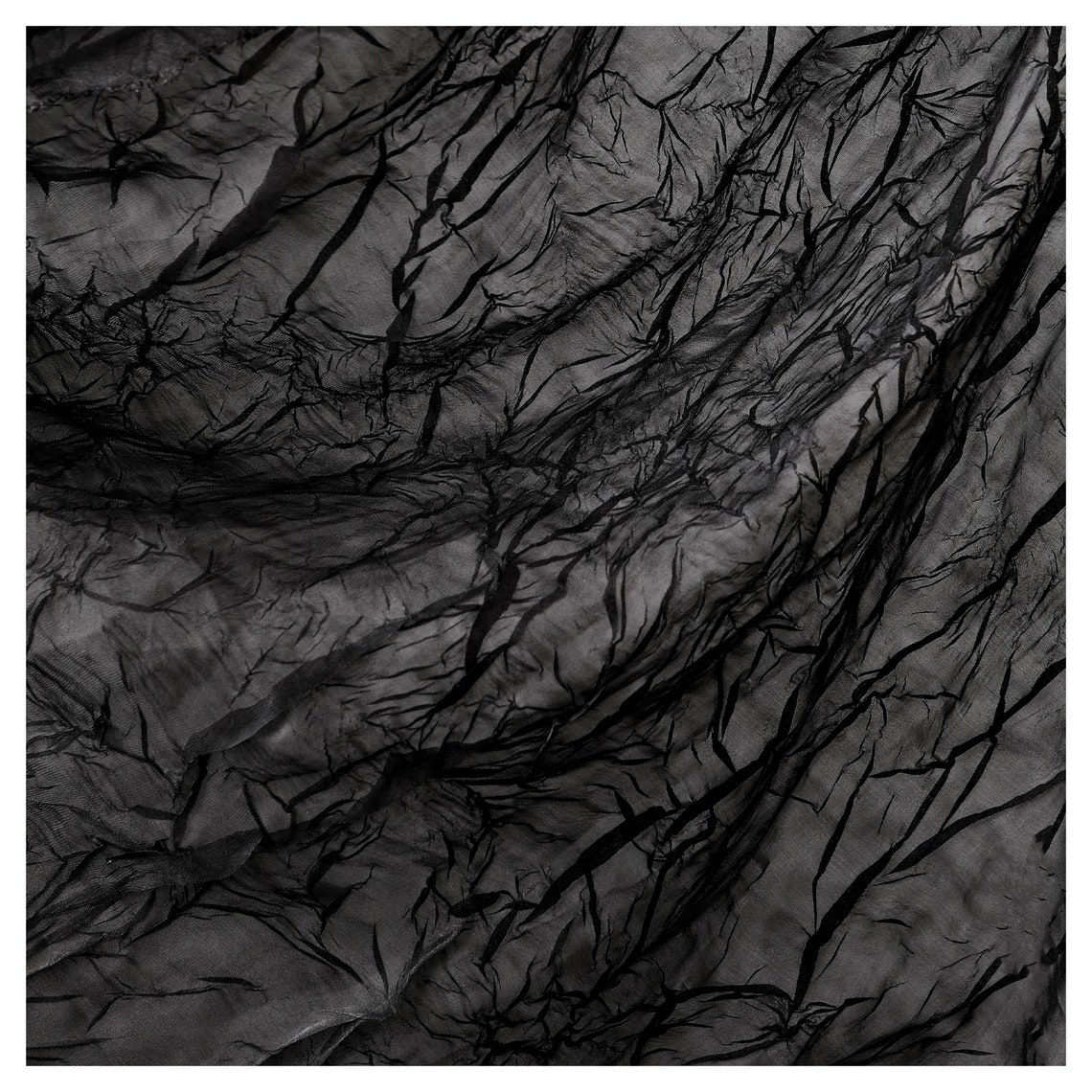 Black Pleated Scales Fabric, Transparent Texture Fabric, Wrinkle Fabric ...