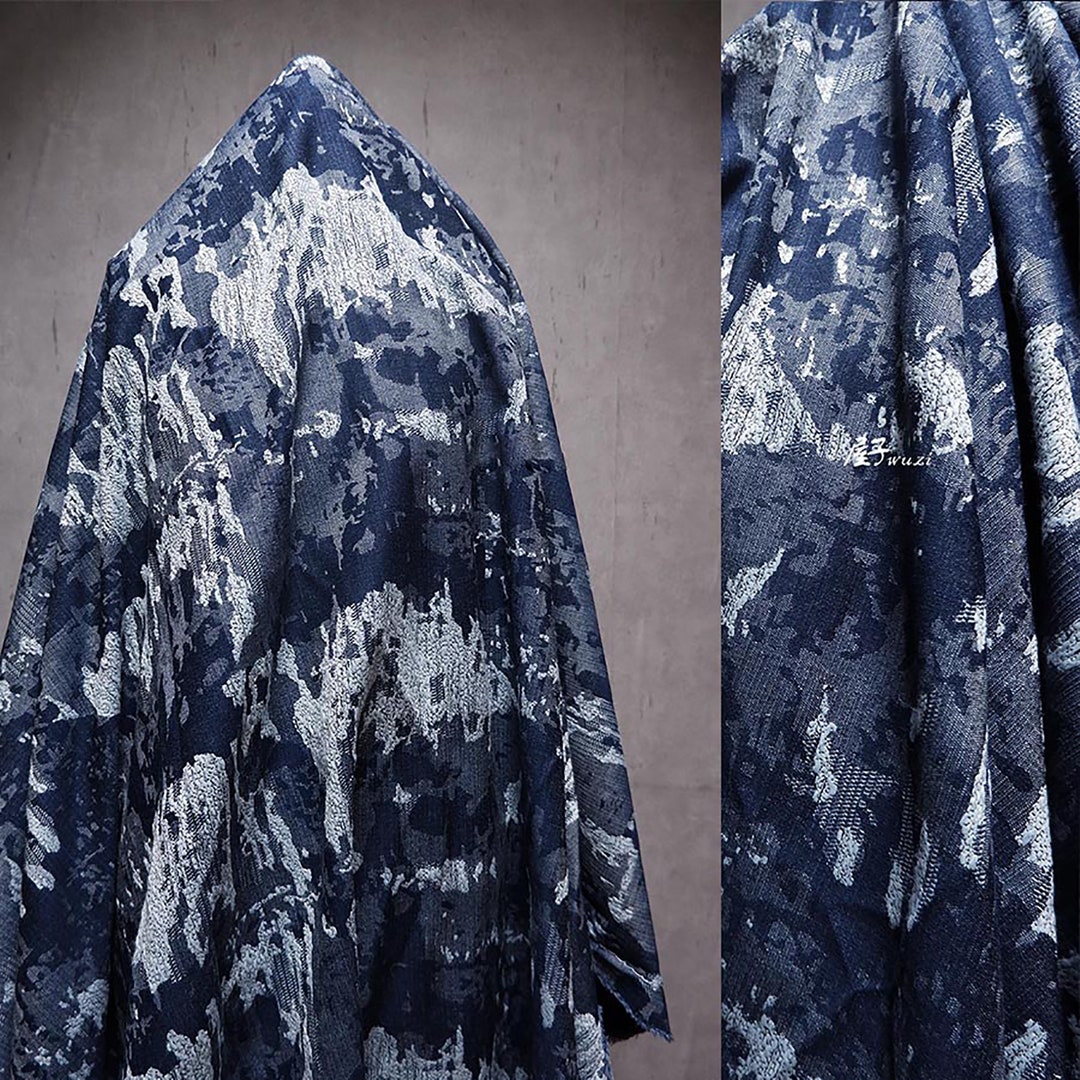 Washed Denim Fabric, Blue Cotton Fabric, Jacquard Fabric, Texture ...