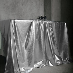 Silver Chrome Reflective Mirror Soft Metal Knit Fabric Stretch Fabric ...