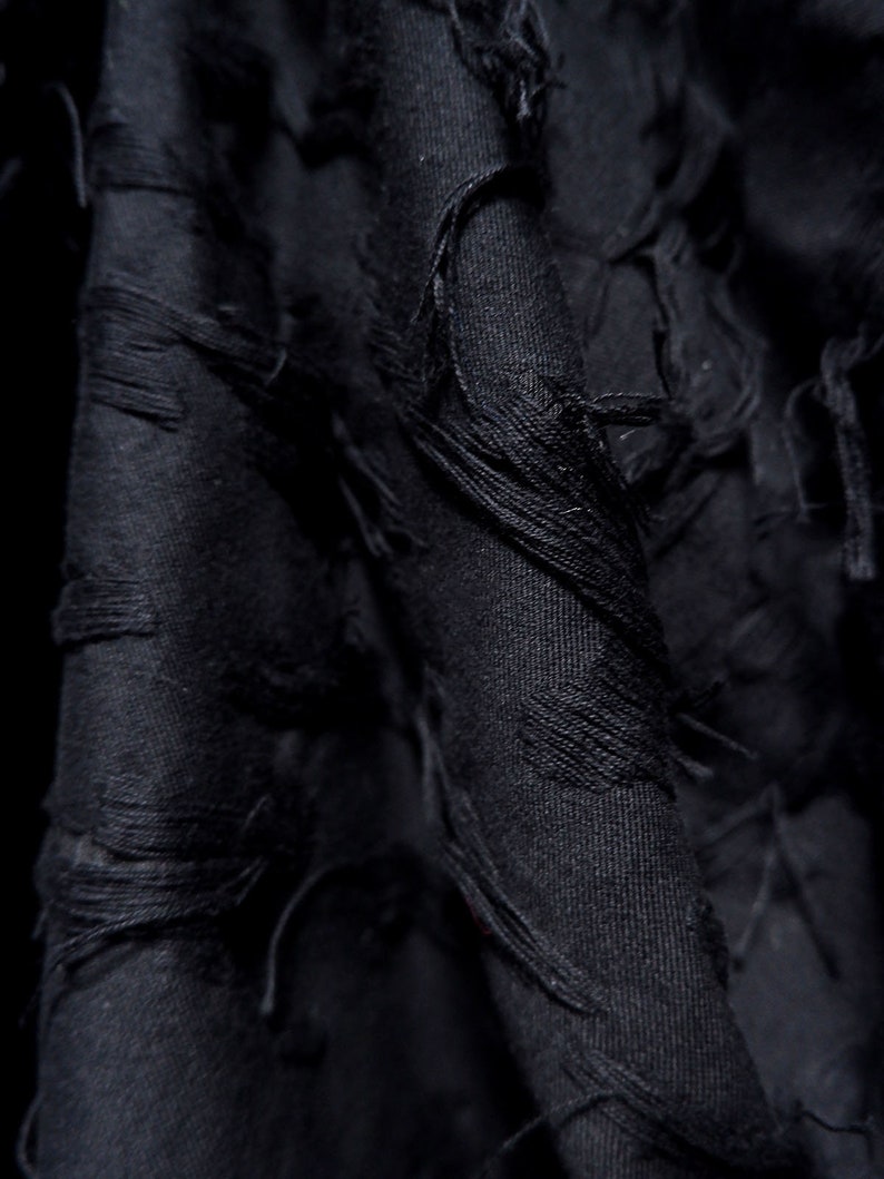 Tattered Jacquard Textured Fabric Black Fabric Washed - Etsy