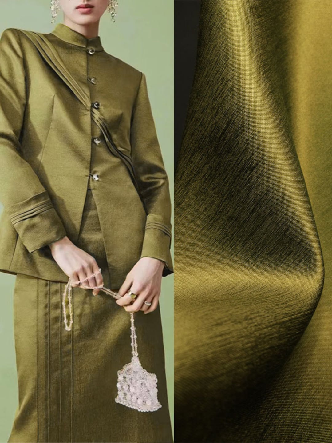 Gold Satin Fabric, Glossy Dress Fabric, Textured Fabric, Luxury Dress ...