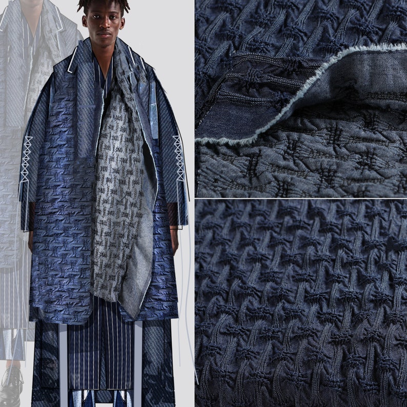 Pleated Denim Fabric Blue Denim Fabric Stretch Washed Denim - Etsy