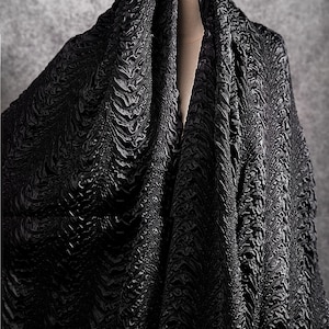 Black Scale Fabric- 3D Grey Pleated Fabric- Texture Fabric- Concave and ...