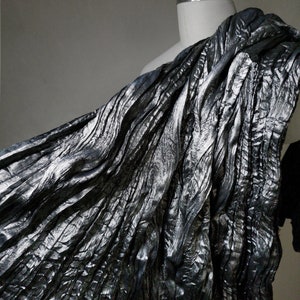 Silvery Black Fabric, Texture Fabric, Pleated Fabric, Water Wrinkle ...