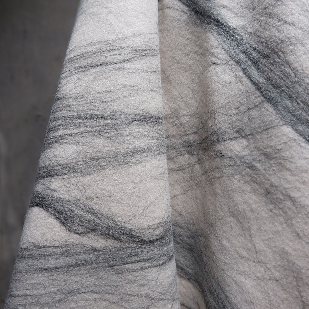 Wool Felt Designer Fabric, Winter Coat Material, White Gray Thick ...