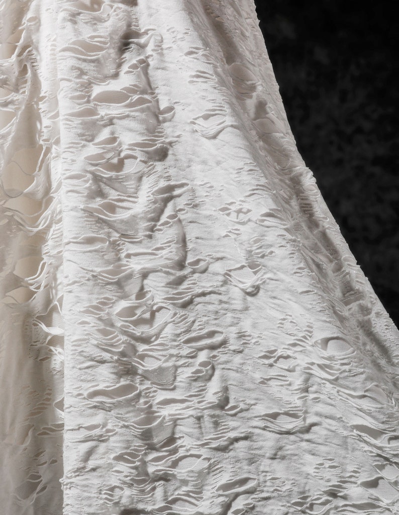 White Stretch Knit Fabric Tattered Knit Fabric Creative - Etsy