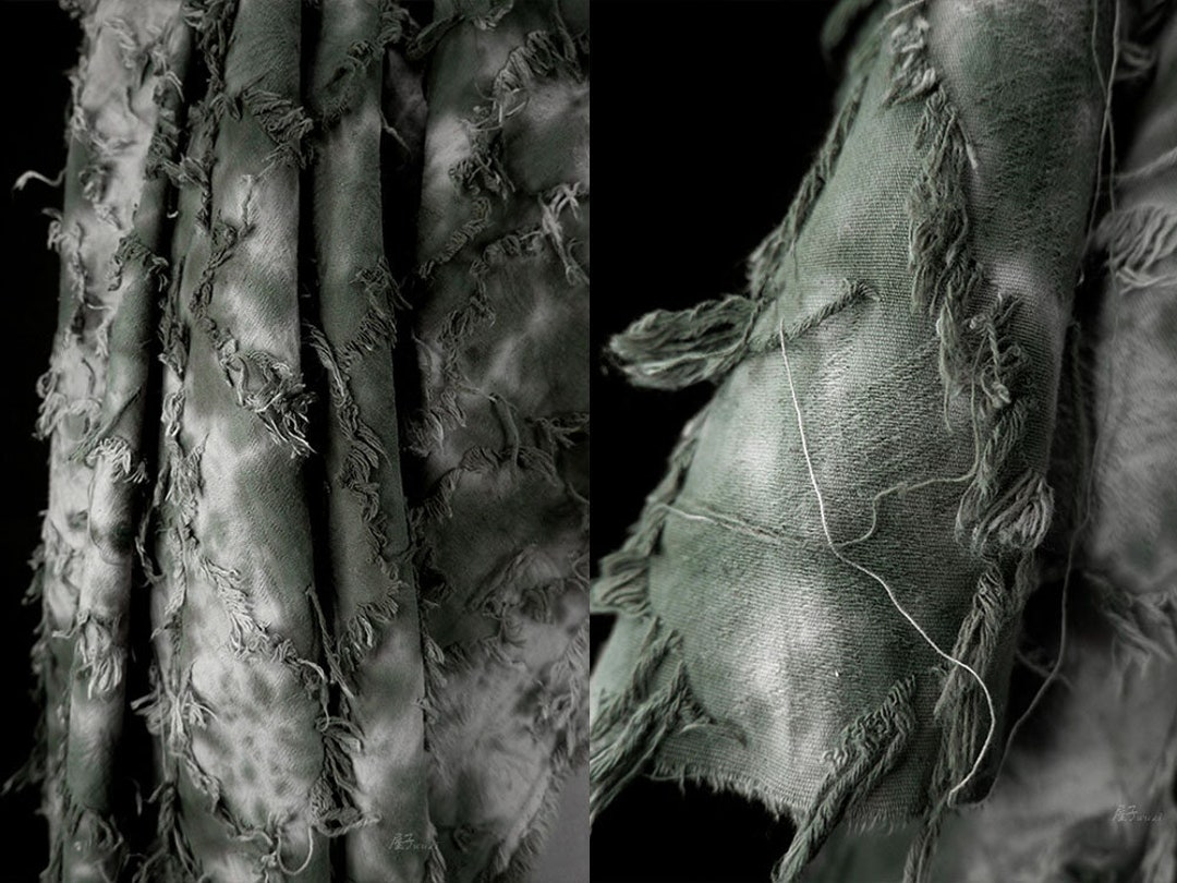 Ragged Fabric- Dark Green Petals Jacquard Fabric- Cotton Linen Fabric ...