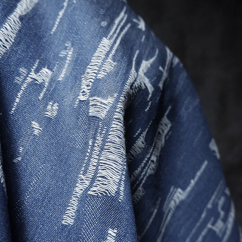 Denim Fabric Ripped Denim Textile Shabby Fabric Washed - Etsy