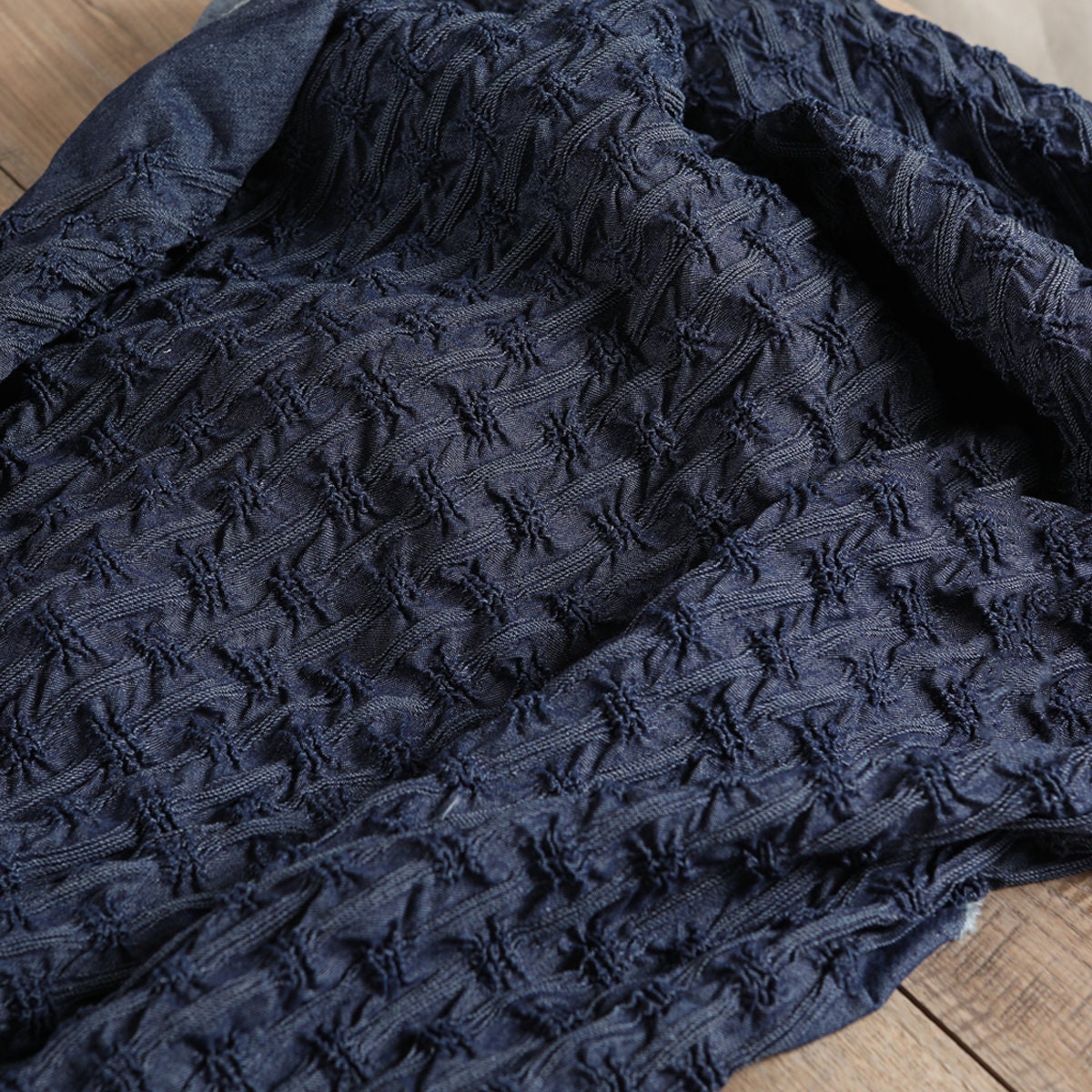 Pleated Denim Fabric Blue Denim Fabric Stretch Washed Denim - Etsy