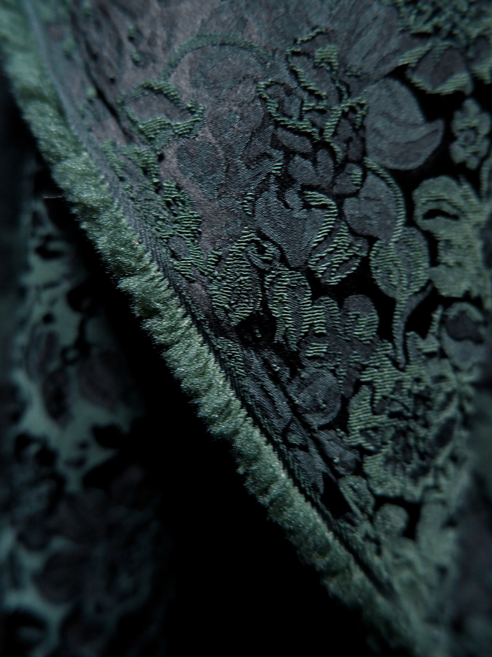 Jacquard Flower Fabric 3D Dark Green Floral Pattern Fabric | Etsy