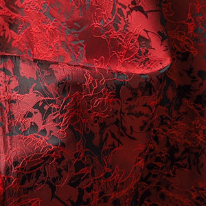 Red Jacquard Fabric- Floral Fabric- Irregular Pattern Fabric- 3D ...