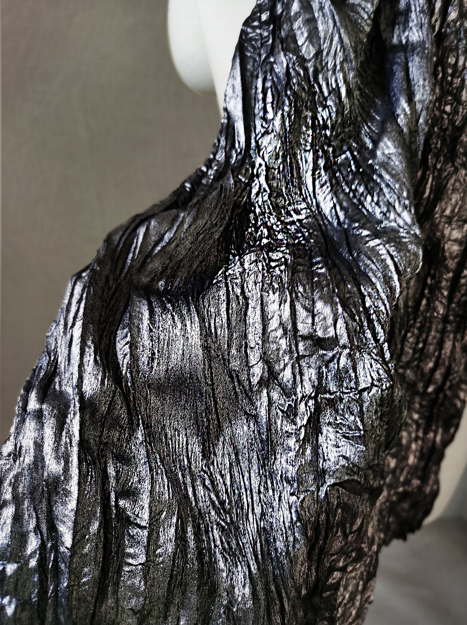 Silvery Black Fabric, Texture Fabric, Pleated Fabric, Water Wrinkle ...