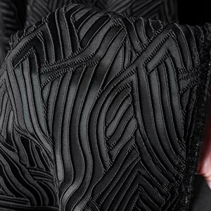 Black Jacquard Fabric, Pure Polyester Fabric, Abstract Line Pattern ...