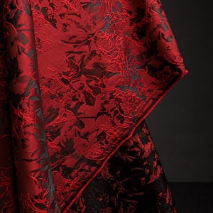 Red Jacquard Fabric- Floral Fabric- Irregular Pattern Fabric- 3D ...