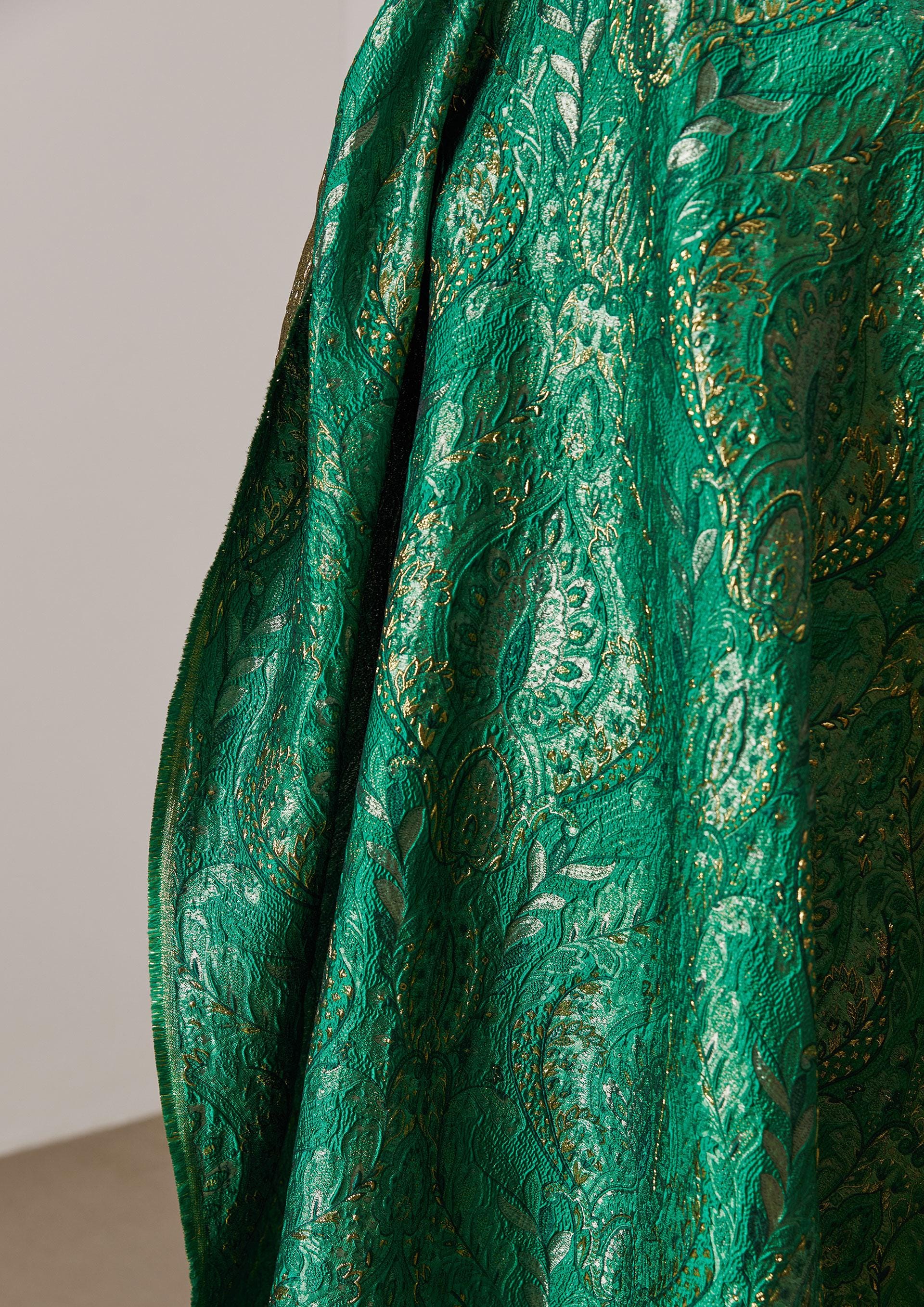Green Fabric, Classic Paisley Pattern, Embossed Fabric, Jacquard Fabric ...
