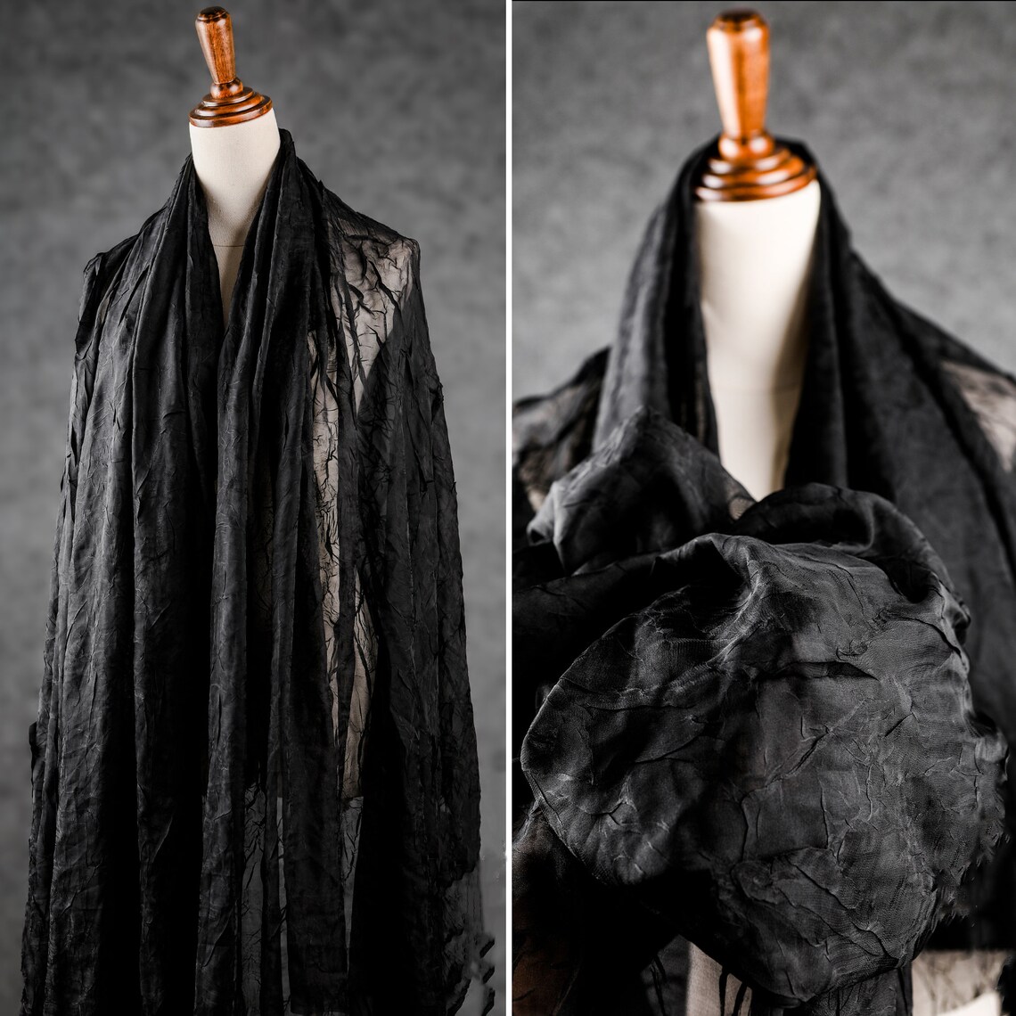 Black Pleated Scales Fabric Transparent Texture Fabric - Etsy