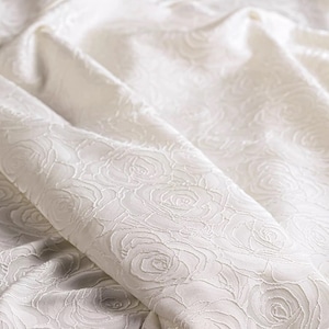 White Jacquard Fabric, Plain Rose Fabric, Rose Line Jacquard Fabric ...