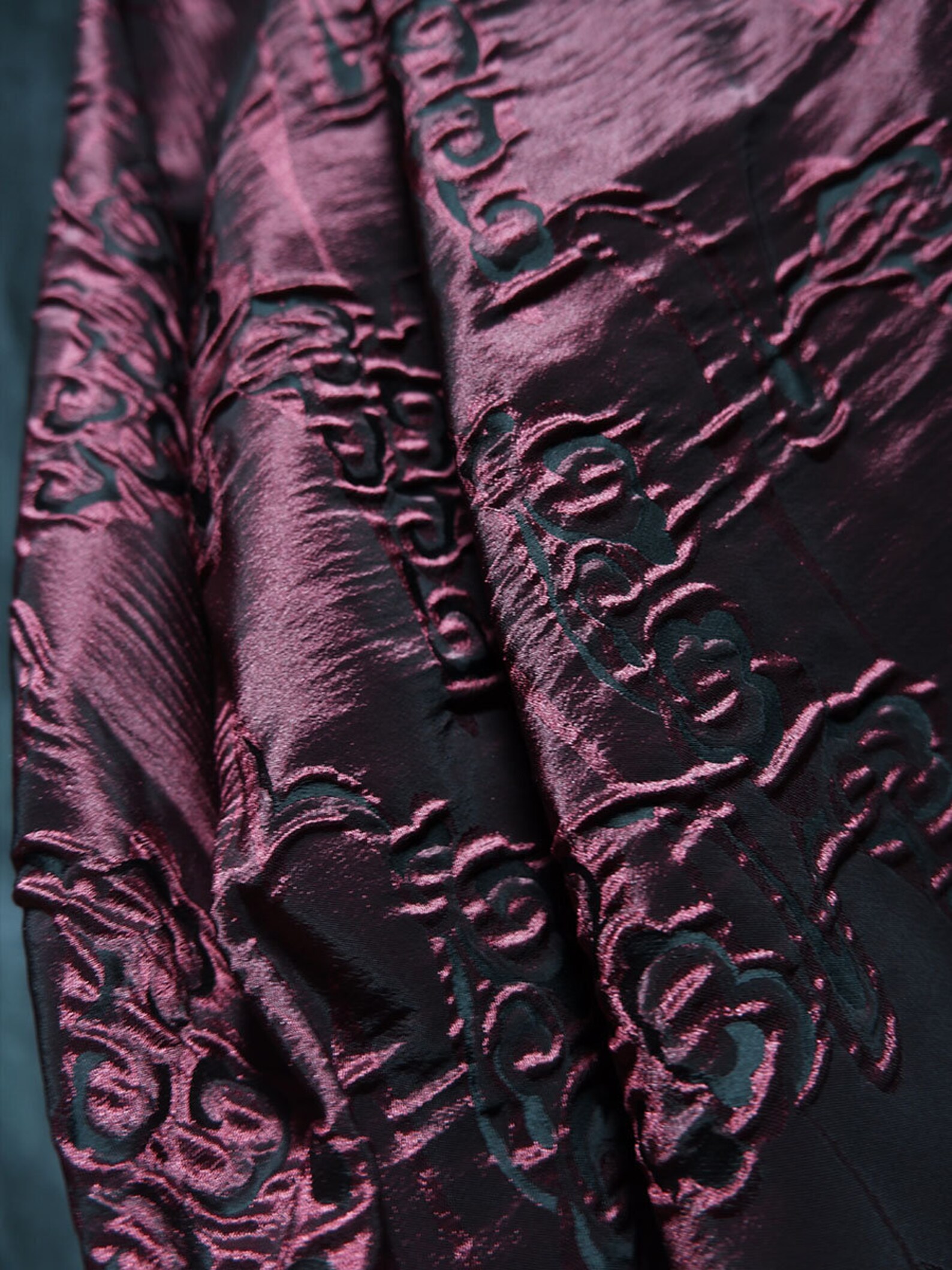 Micro Fold Fabric Dark Red Jacquard Fabric Auspicious Cloud - Etsy