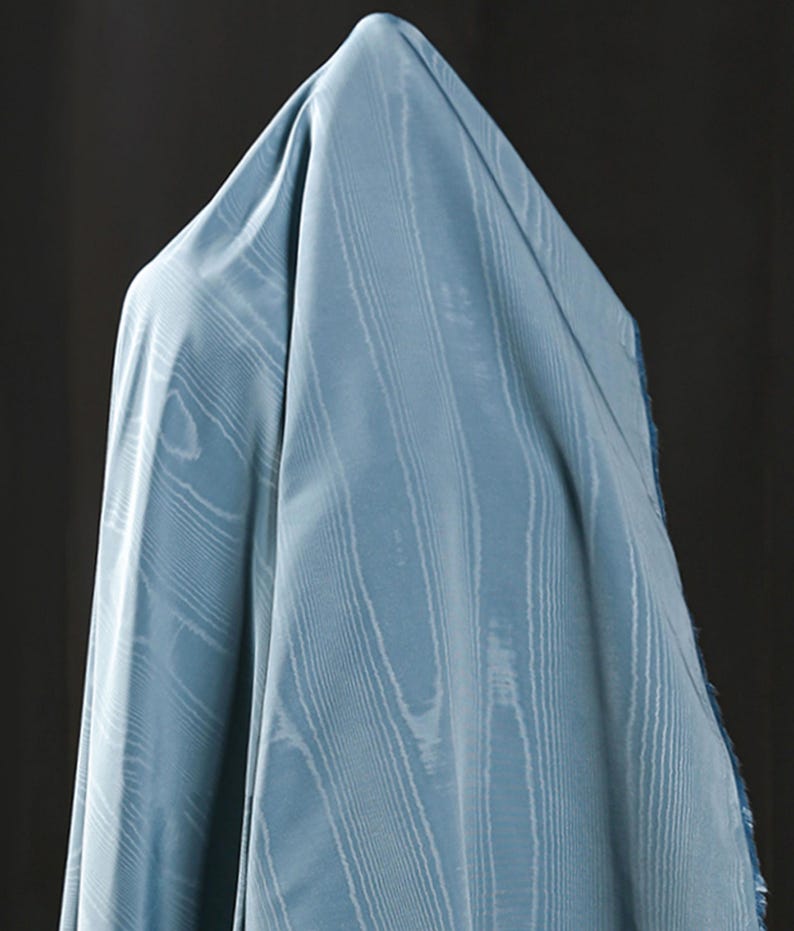 Blue Moire Patterned Jacquard Fabric, Water Ripple Fabric, Striped ...