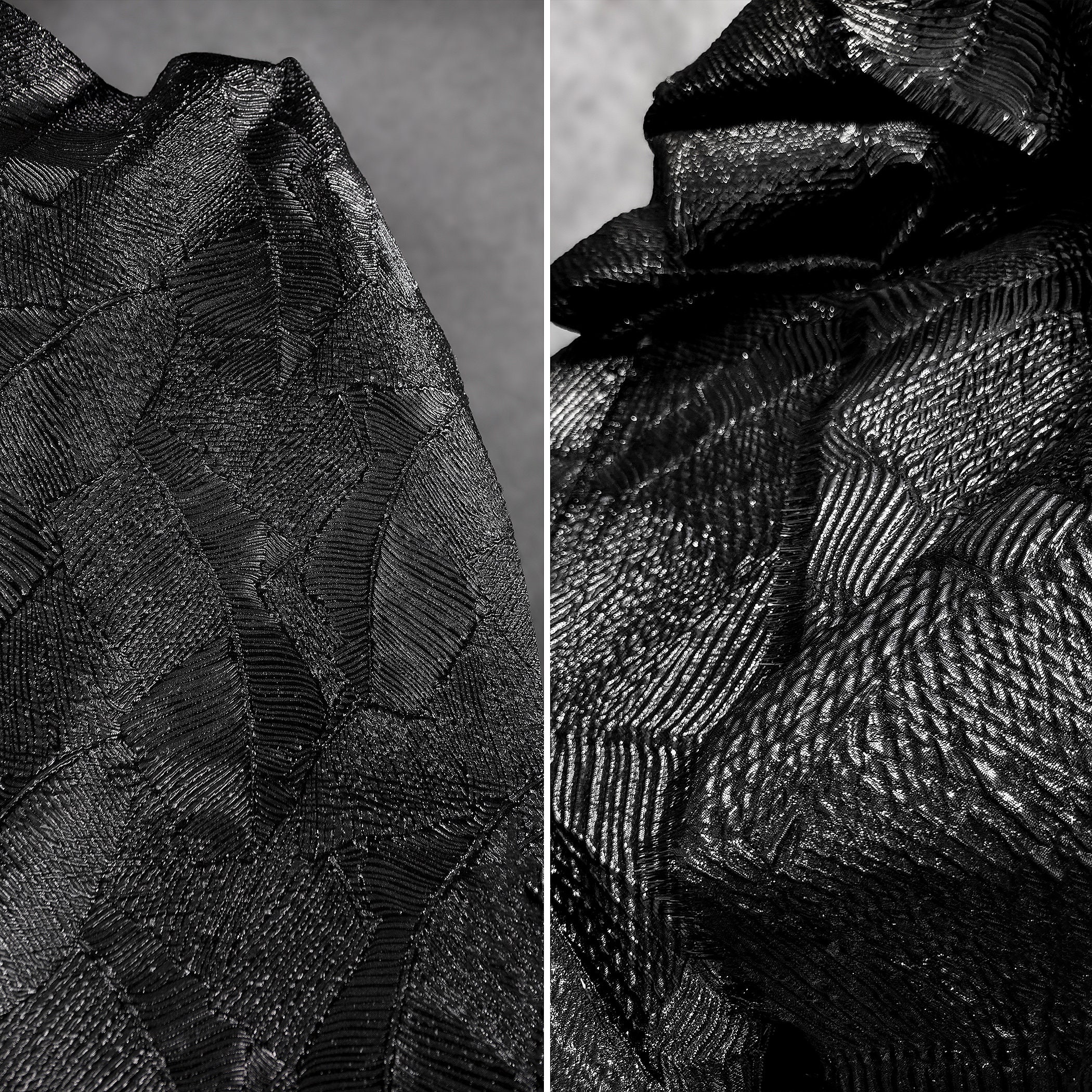 Black Grain Fabric Pleated Fabric Wavy Jacquard Fabric 3D - Etsy