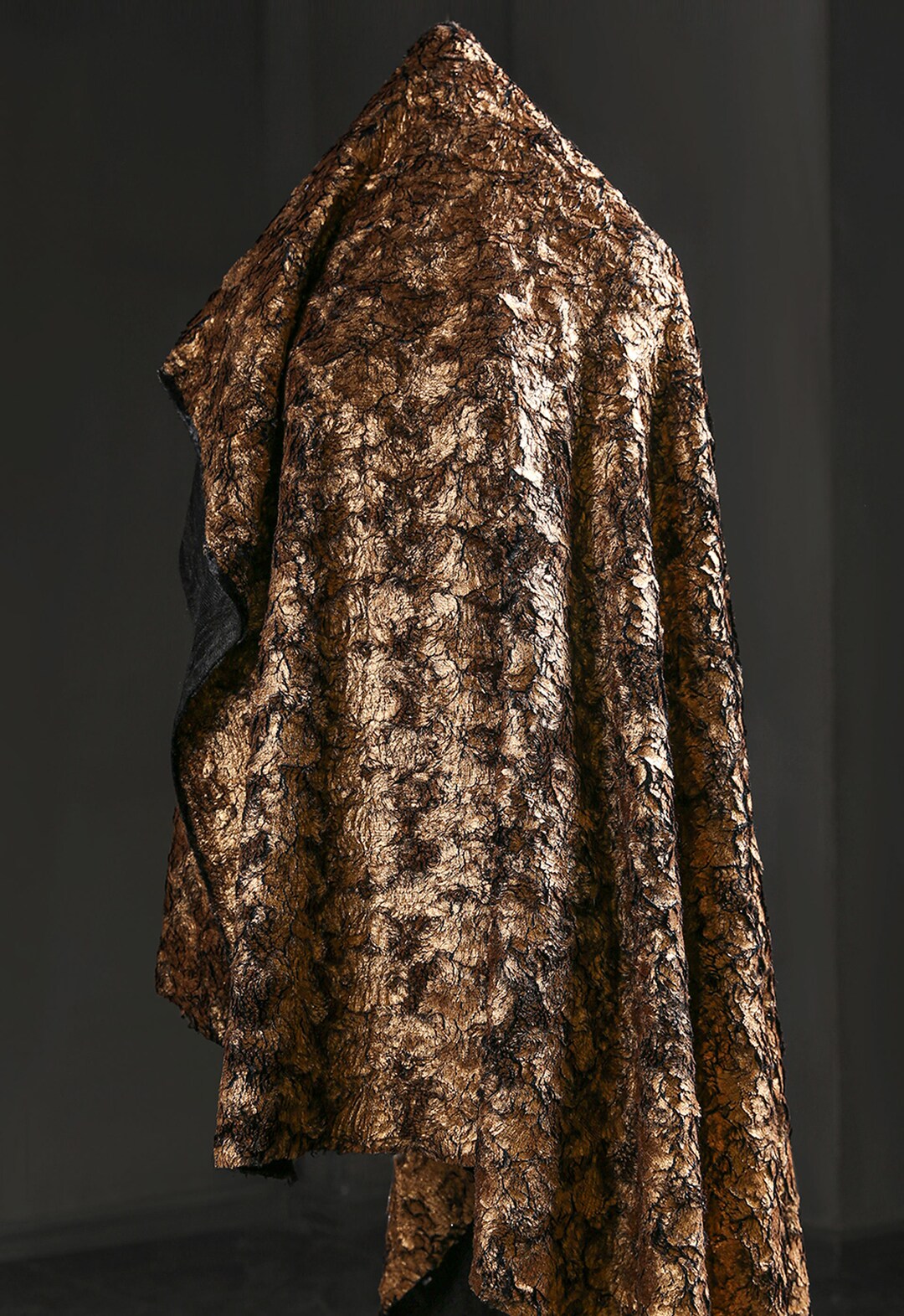 Bronze Faux Fur Textured Fabric, Metallic Crackle Fabric, Luxury Suede ...