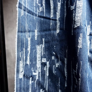 Denim Fabric- Ripped Denim Textile- Shabby Fabric- Washed Denim Fabric ...