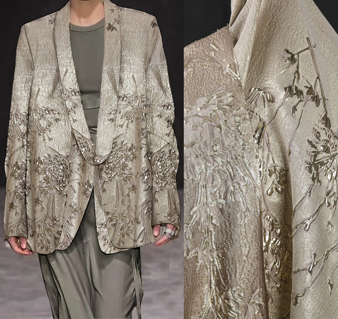 Silver Plum Jacquard Fabric, Embossed Fabric, Gilt Jacquard Fabric ...