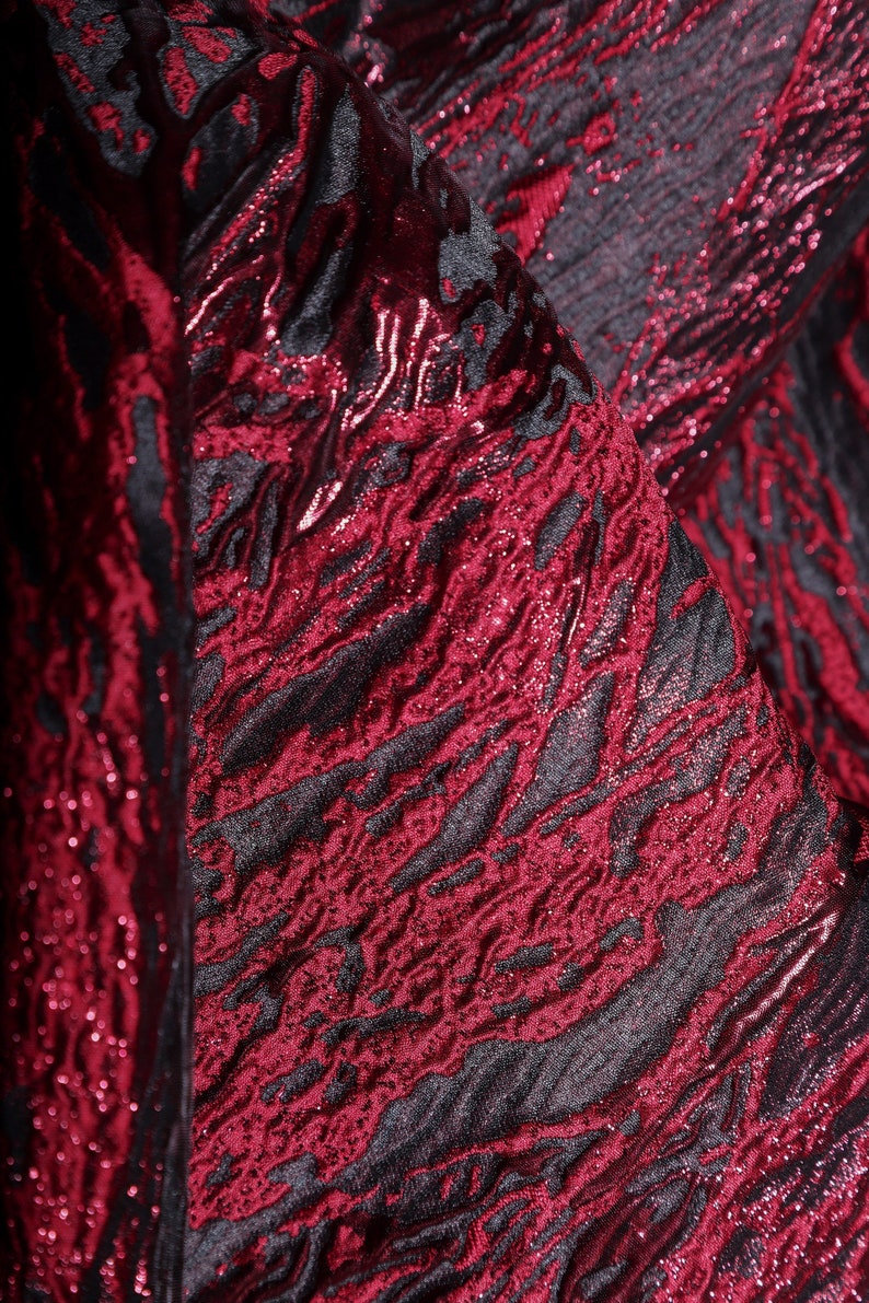 Red Brocade Fabric, 3D Embossed Fabric, Gilt Jacquard Fabric, Double ...