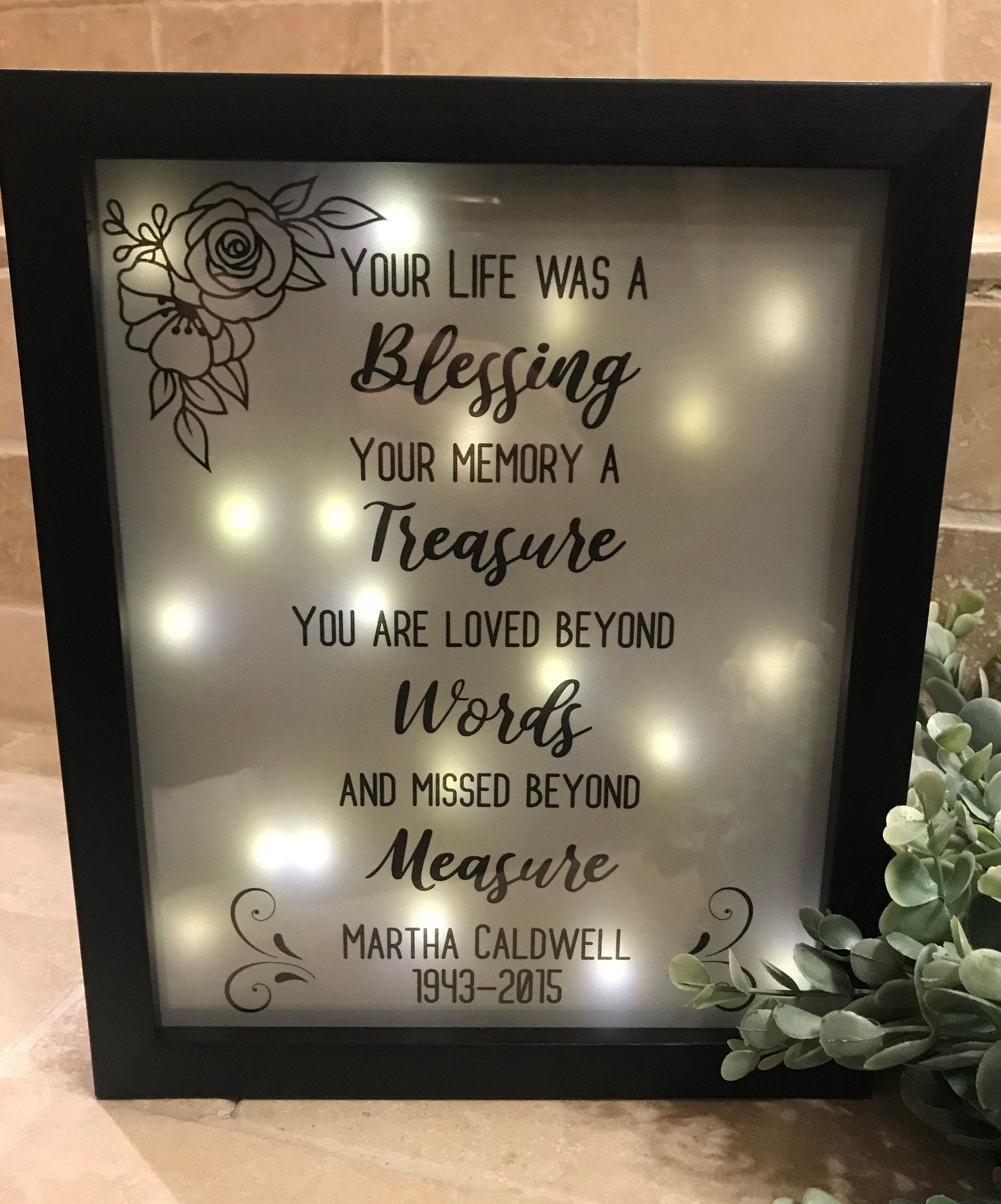 In Loving Memory Gift Memorial Frame Sympathy Frame - Etsy Canada