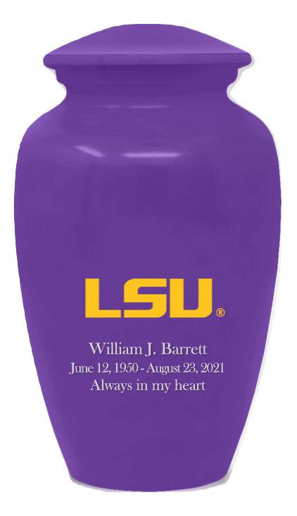 LSU Tigers Louisiana State University Memorial Cremation Urn --- Purple ...