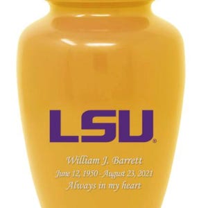 LSU Tigers Louisiana State University Memorial Cremation Urn --- Purple ...
