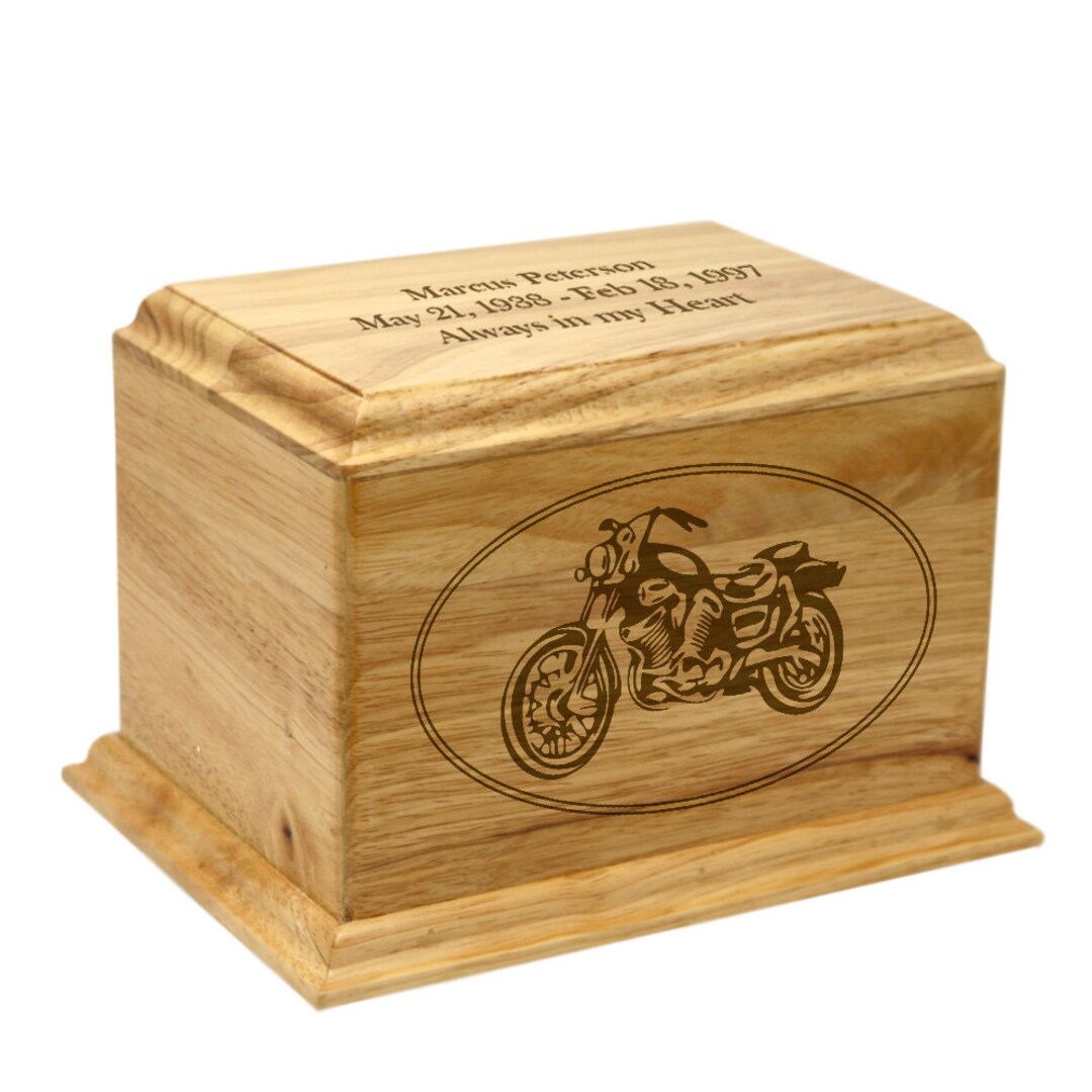 Elegant Custom Engraved Motorcycle Rubber Wood Cremation Urn - Etsy