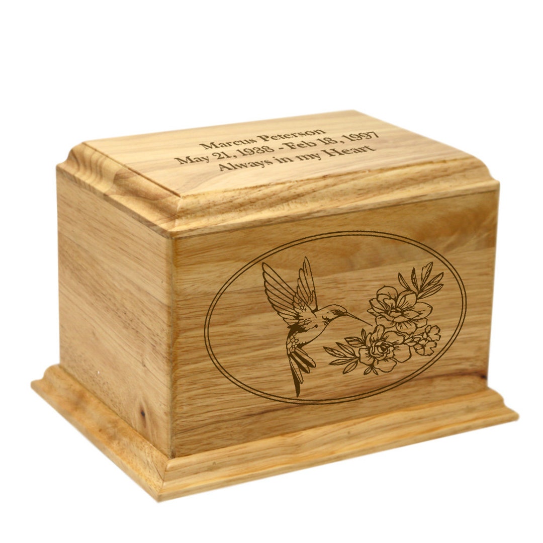 Elegant Custom Engraved Hummingbird Rubber Wood Cremation Urn - Etsy
