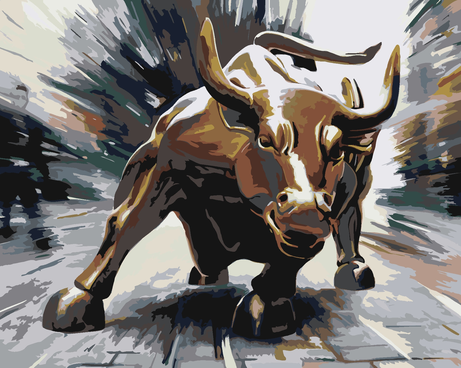 Charging Bull Painting