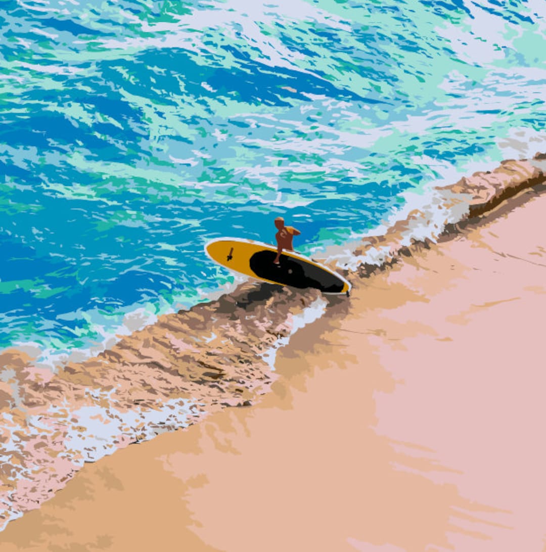 Surfer on the Beach, HI-8 Paint by Number Kit, USA Shipping, DIY Paint ...