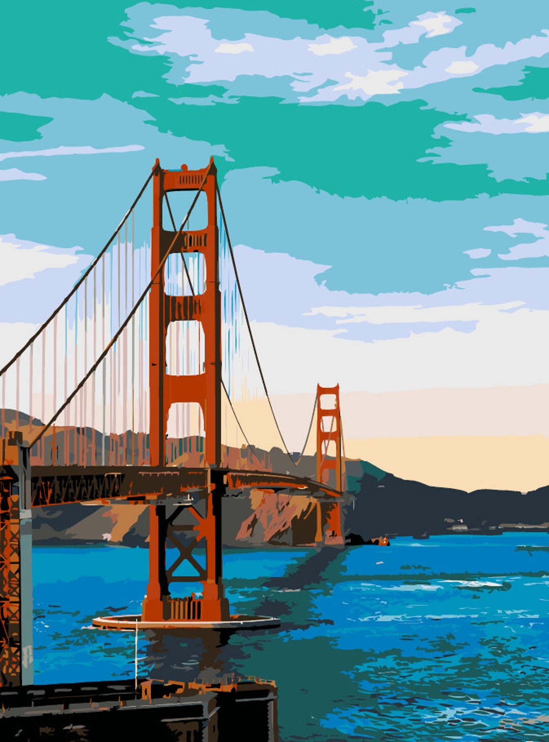 Golden Gate Bridge, Paint by Number Kit, CA-12 Shipping From US, DIY ...