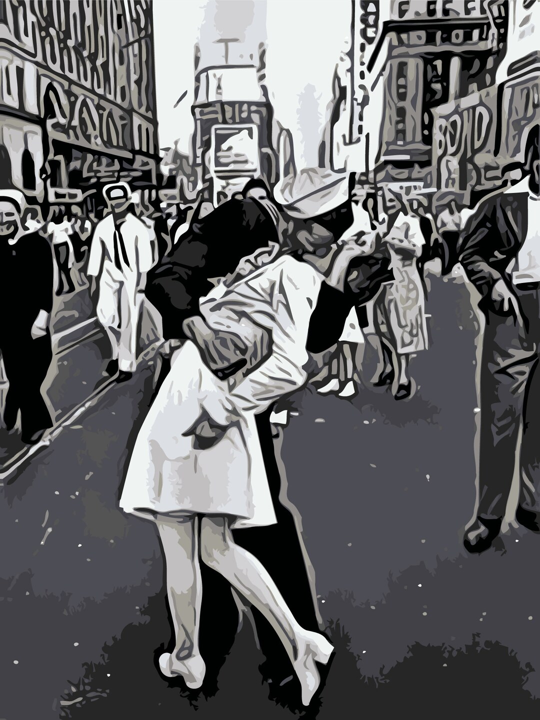 V-J Day in Times Square, Paint by Number Kit, BW-7 Shipping From US ...