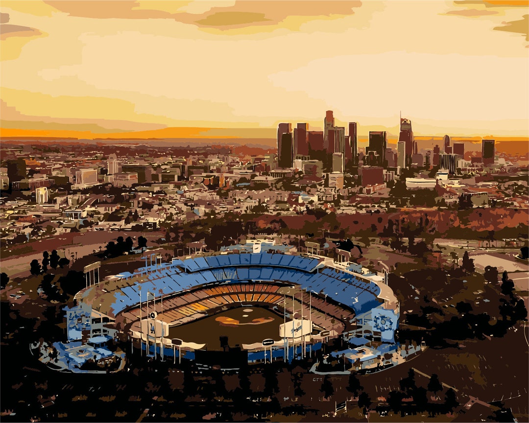 Dodger Stadium and Downtown Los Angeles, Paint by Number Kit, CA-21 ...