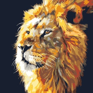 Lion: King of Jungle, Paint-by-numbers Kit, Acrylic Painting on Canvas ...