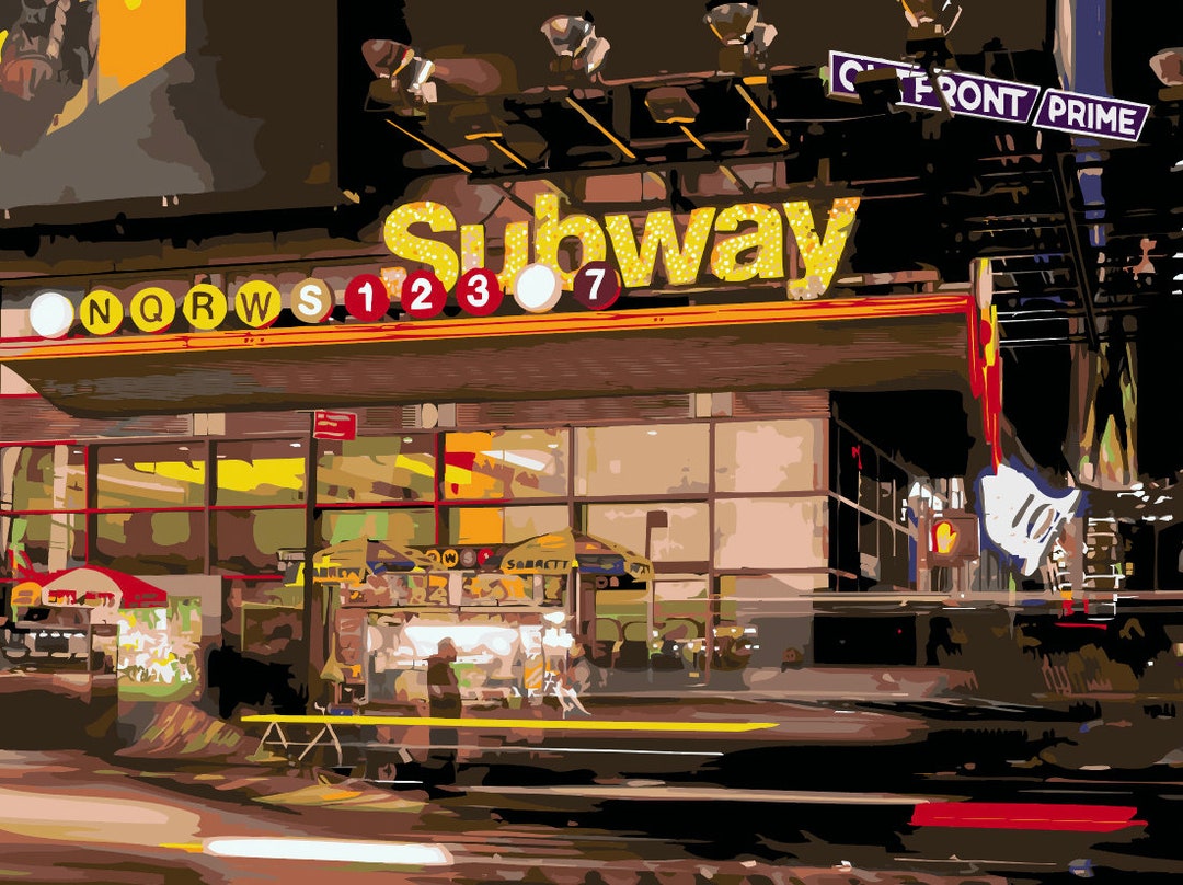 Subway at Times Square, Paint by Number Kit, NY-10 Shipping From US ...