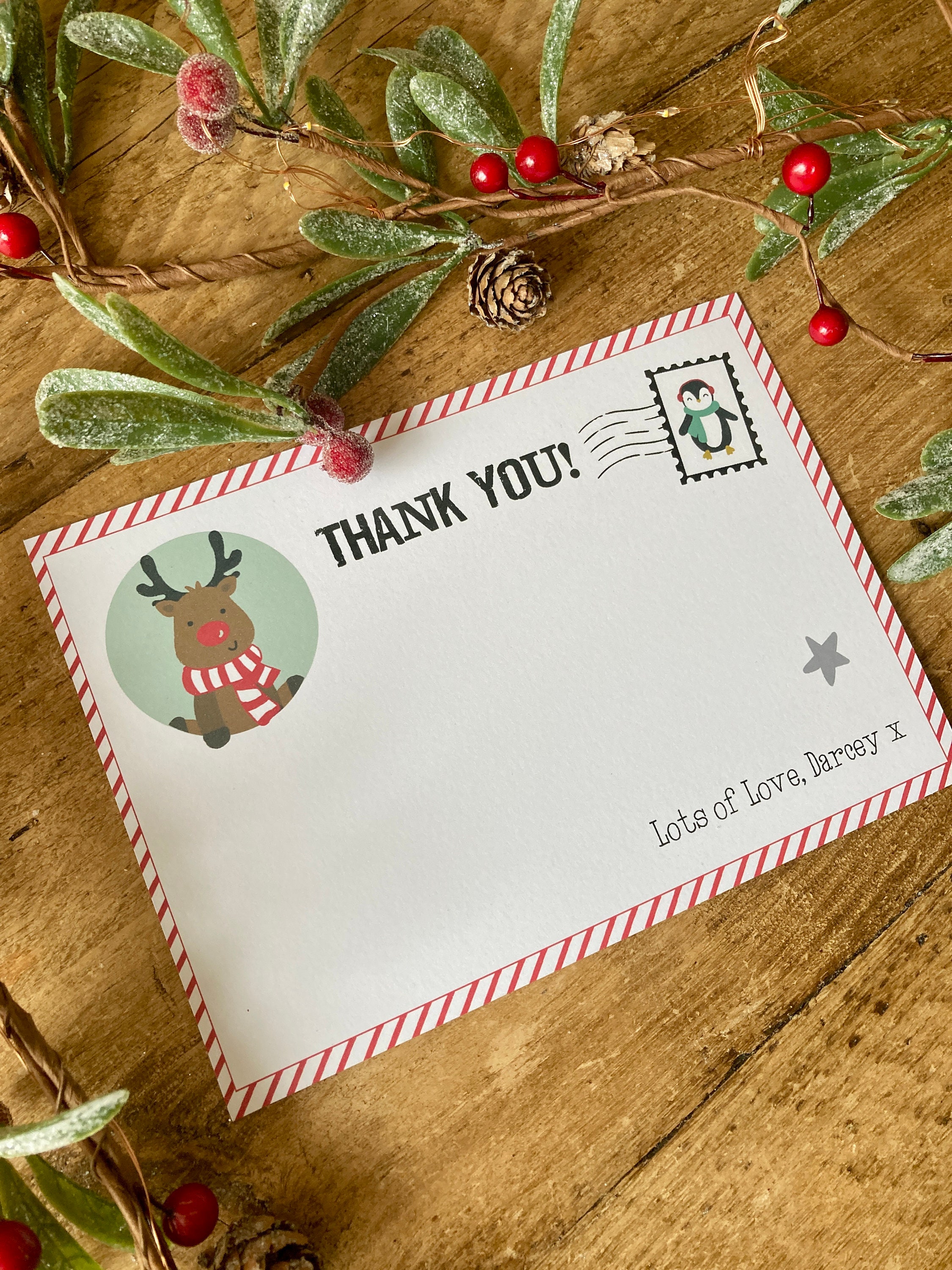 Personalised Christmas Thank You Postcards. Cute Childs Name - Etsy UK