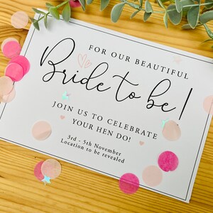 Personalised Bride Hen Do Invite. Bride to Be | Hen Party Invitation ...