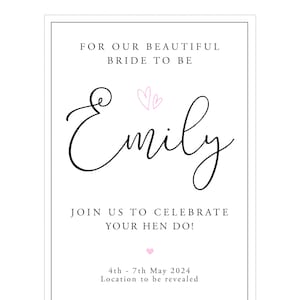 Personalised Bride Hen Do Invite. Bride to Be | Hen Party Invitation ...