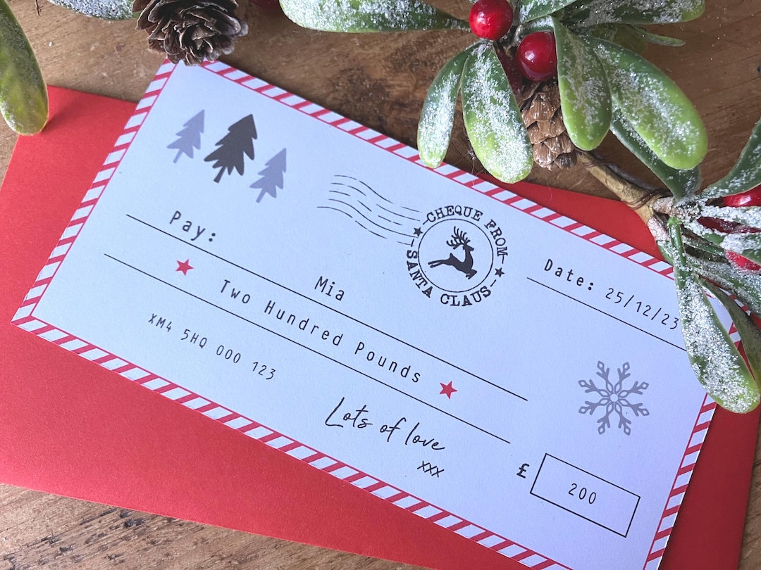 Personalised Cheque Christmas Gift Giving Voucher / Surprise Ticket ...